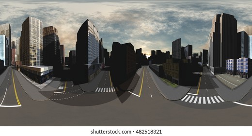 Cityscape Environment Map Hdri Map Equirectangular Stock Illustration ...