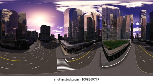 Cityscape Hdri Equirectangular Projection Spherical Panorama Stock ...