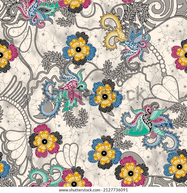 Classic Batik Design Flower Pattern Stock Illustration 2127736091 ...