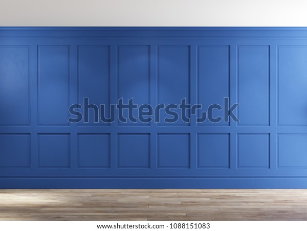 Classic Empty Room Blue Wall Wooden Stock Illustration 1088151083 ...