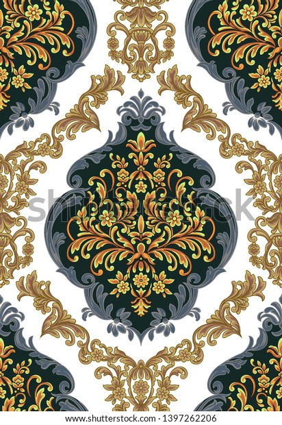 Classic Linear Damask Jacquard Pattern Stock Illustration 1397262206
