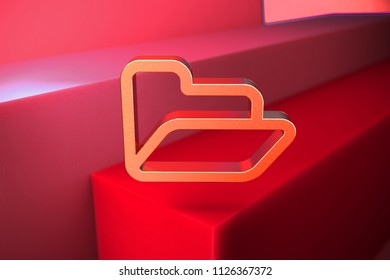 Classic Metallic Open Folder Icon On Stock Illustration 1126367372 ...