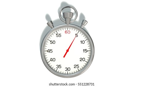 Classic Silver Stopwatch Red Pointer On Stock Illustration 551228731 ...
