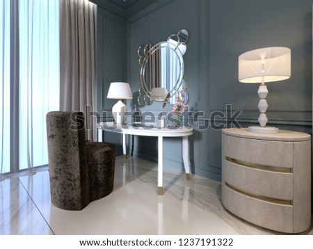 Classic White Dressing Table Round Mirror Stock Illustration 1237191322 ...