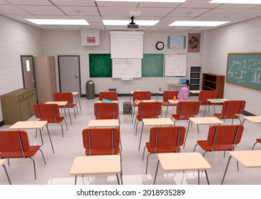 Classroom Scene Background Back View 3d Stock Illustration 2018935289