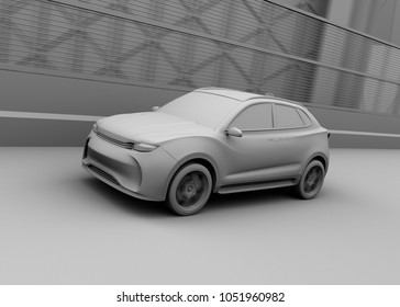Side View Clay Rendering Electric Suv Stock Illustration 1051960949 ...