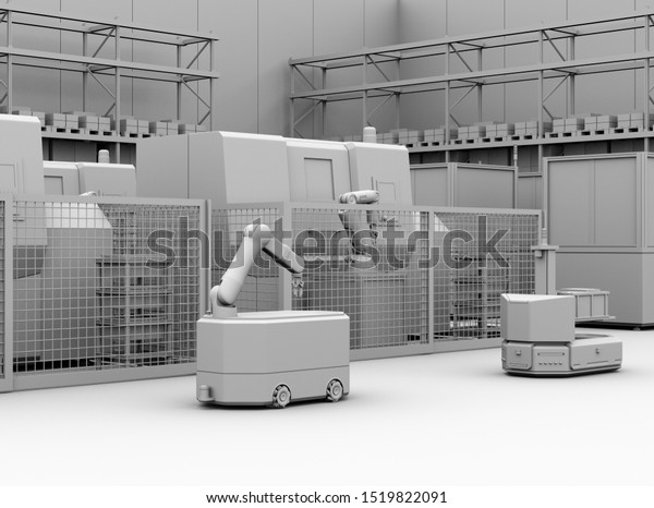 Clay Rendering Mobile Robots Cnc Machines Stock Illustration 1519822091 ...