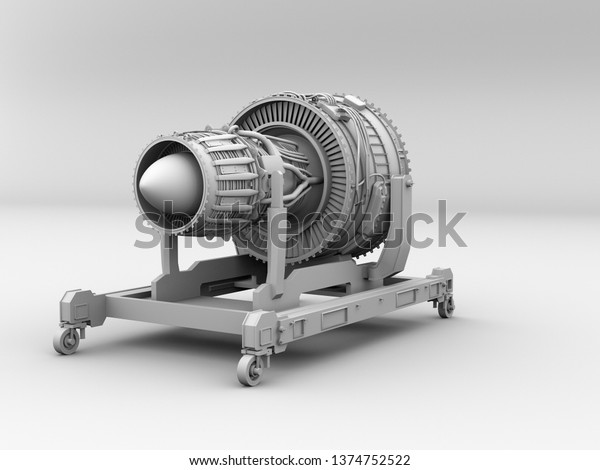 Clay Rendering Turbojet Engine On Gray Stock Illustration 1374752522 ...