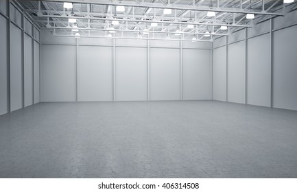 Clean White Empty Warehouse 3d Rendering Stock Illustration 406314508 ...