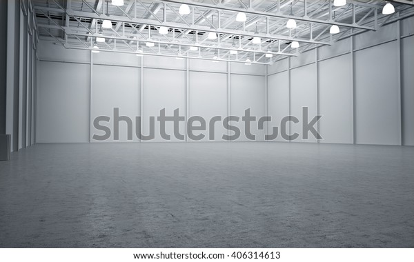 Clean White Empty Warehouse 3d Rendering Stock Illustration 406314613 ...