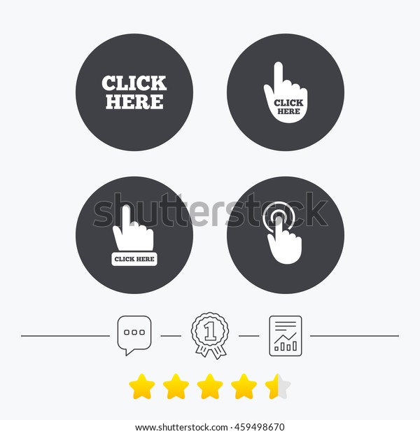 Click Here Icons Hand Cursor Signs Stock Illustration 459498670 ...