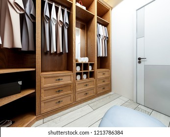 Cloakroom Design Home Open Solid Wood Stock Illustration 1213786384 ...