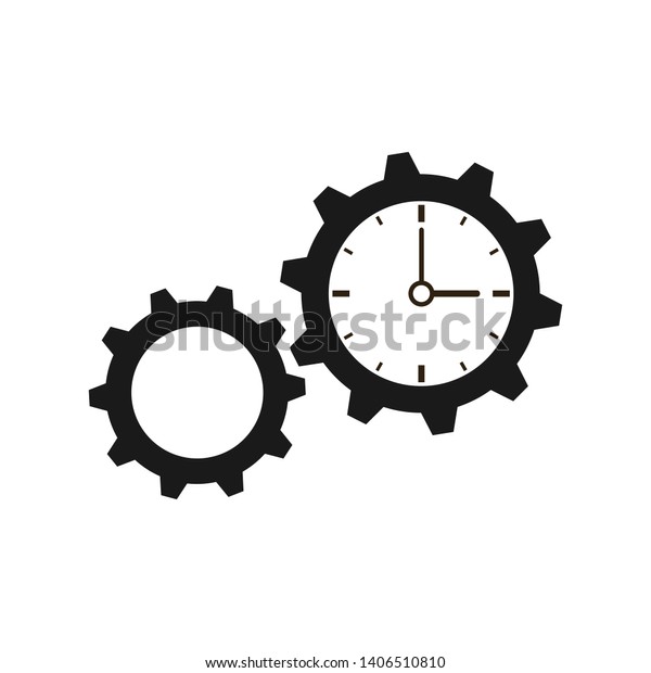 Clock Gear Icon Organization Process Flat Stock Illustration 1406510810 ...