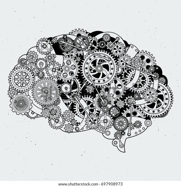 Clock Mechanism Human Brain Different Cogwheels Stock Illustration ... Clock Mechanism Human Brain Different Cogwheels Stock Illustration ...