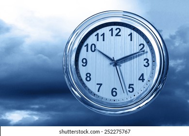 Clock On Dramatic Blue Sky Background Stock Illustration 252275767 ...