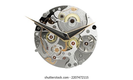 Clock Without Case Mechanisms Hands Measure Stock Illustration ...