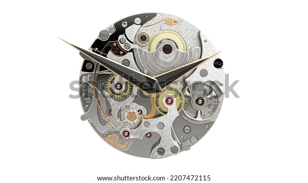 Clock Without Case Mechanisms Hands Measure Stock Illustration ...