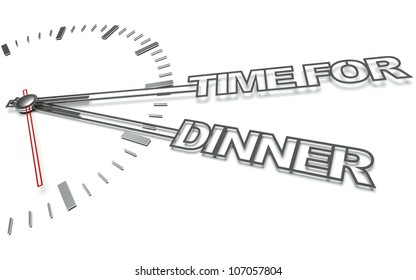 Clock Words Time Dinner Concept Eat Stock Illustration 107057804 ...