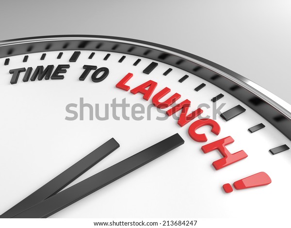 Clock Words Time Launch On Face Stock Illustration 213684247