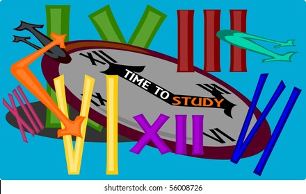 Clock Words Time Study On Hands Stock Illustration 56008726
