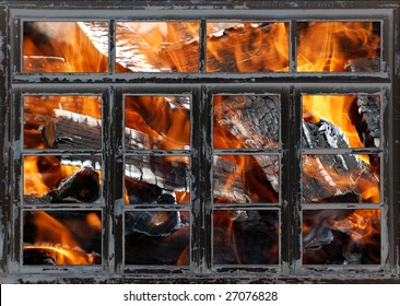 Close Fire Burning Through Windows Stock Illustration 27076828 ...