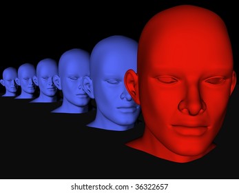Close Line 3d Generated Human Heads Stock Illustration 36322657 ...