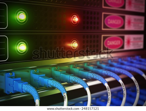 Close Network Infrastructure Data Center Blur Stock Illustration ...