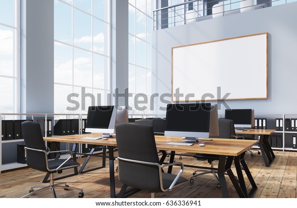 Close Open Office Interior Panoramic Windows Stock Illustration ...