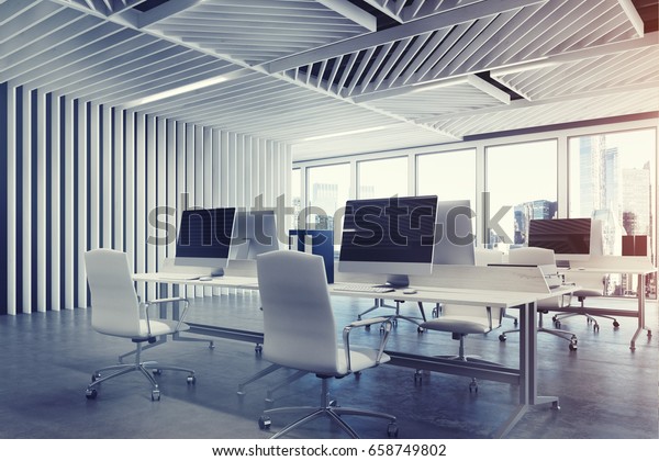 Close Open Space Office Interior Gray Stock Illustration 658749802 ...
