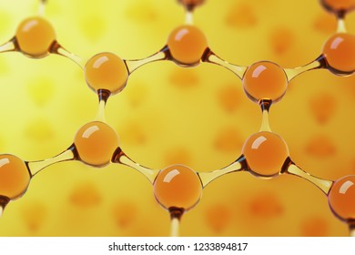 Close Orange Molecules Forming Hexagonal Structure Stock Illustration ...