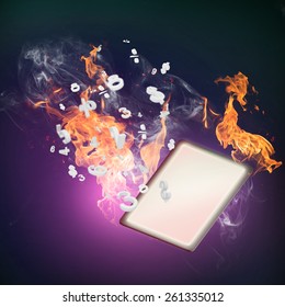 Close Tablet Computer Burning Fire Flames Stock Illustration 261335012 ...
