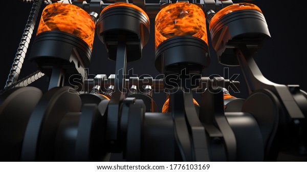 Close V8 Engine Ignitions Explosions Technology Stock Illustration ...