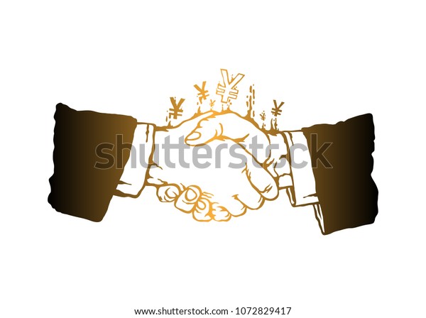 Closed Loop Continuous Line Silhouette Handshake Stock Illustration ...