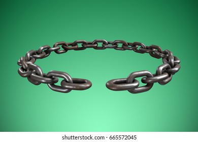 3d Image Broken Circular Silver Chain Stock Illustration 665572549