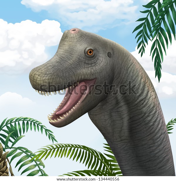 Closeup Brachiosaurus Stock Illustration 134440556