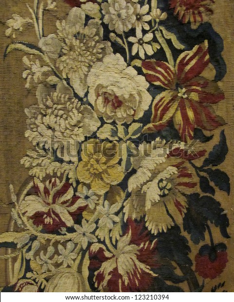 Closeup Retro Tapestry Fabric Pattern Classical Stock Illustration ...