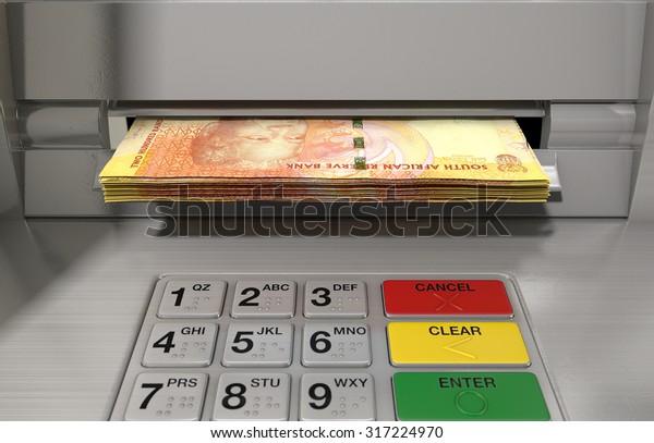 Closeup View Generic Atm Facade Illuminated Stock Illustration ...