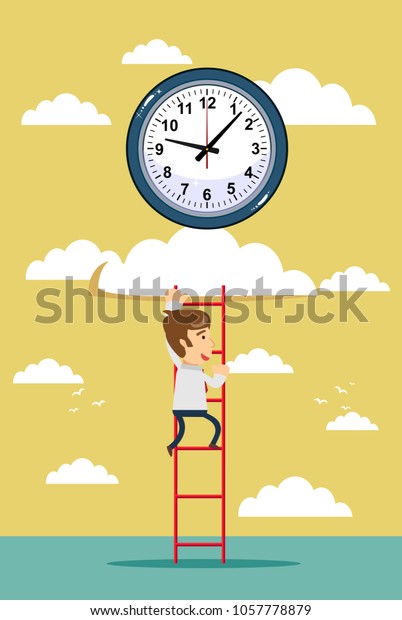 Cloud Clock Ladder Background Stock Flat Stock Illustration 1057778879 ...