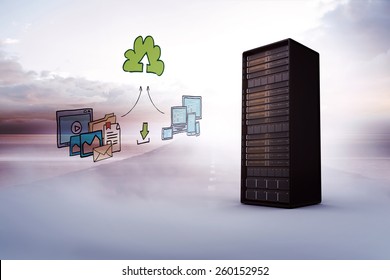 Cloud Computing Doodle Against Grey Vignette Stock Illustration ...