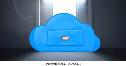 Cloud Computing Drawer Against Doors Opening Stock Illustration ...