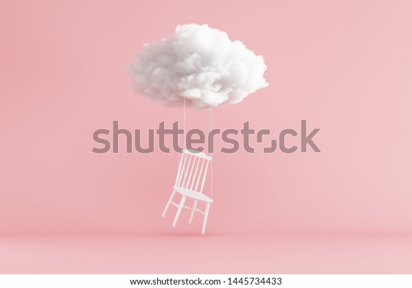Cloud Floating Above White Chair On Stock Illustration 1445734433