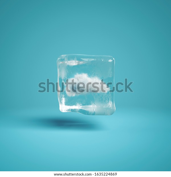 Cloud Frozen Inside Ice Cube On Stock Illustration 1635224869