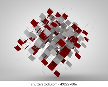 Cloud Red White Cubes After Explosion Stock Illustration 432927886 ...