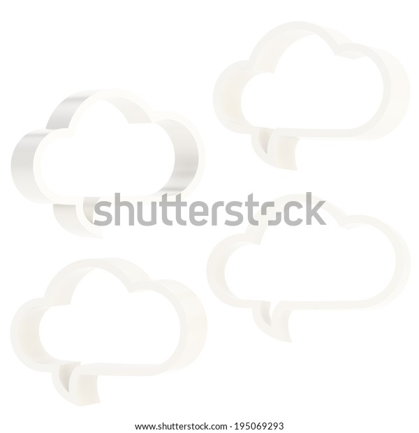 Cloud Shaped White Glossy Text Bubbles Stock Illustration 195069293