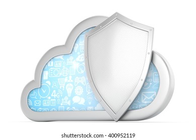 Cloud Shield Cloud Security Concept 3d Stock Illustration 533295172 ...
