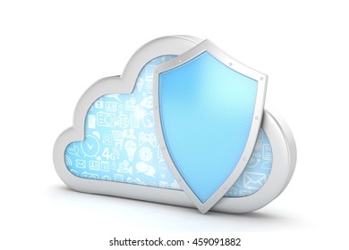 Cloud Shield Cloud Security Concept 3d Stock Illustration 533295172 ...