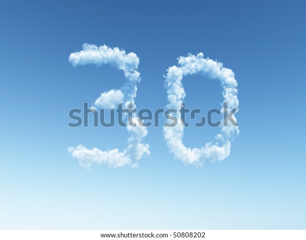 Clouds Makes Shape Number Thirty 3d Stock Illustration 50808202