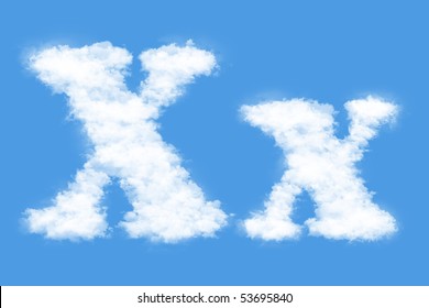 Стоковая фотография 581997658: X Clouds Font Calligraphy Style Hand ...