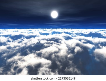 Clouds Under Moon Mooncloudy Landscape Flying Stock Illustration ...