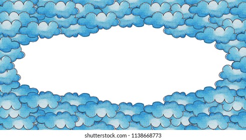 Cloudy Round Frame White Background Blue Stock Illustration 1138668773 ...